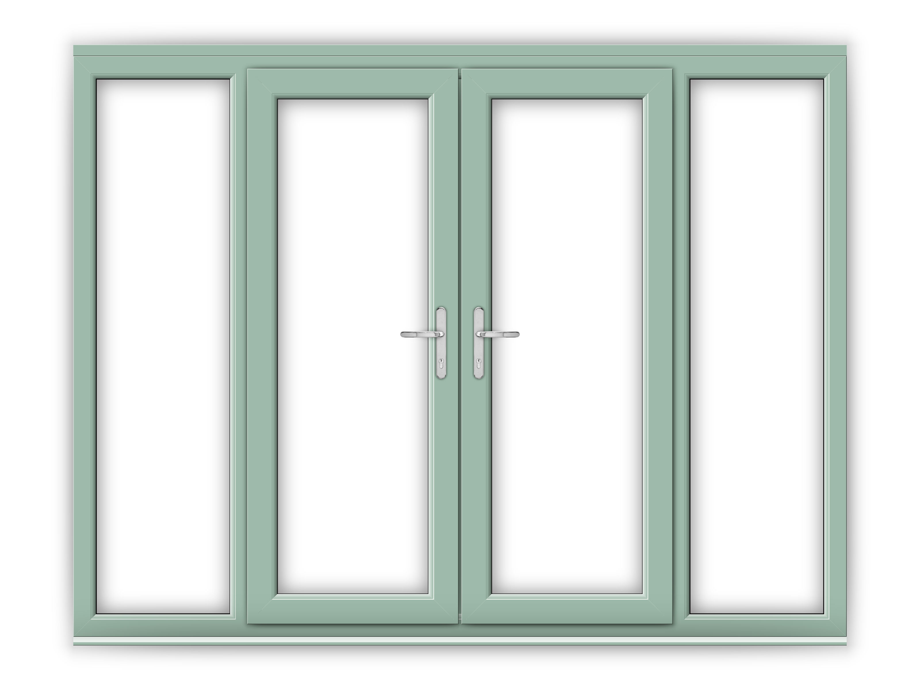 5ft Chartwell Green uPVC French Doors with Wide Side Panels | Flying Doors